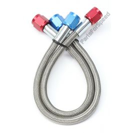 Pair (2) 4AN Braided Nitrous Feed Lines / Hoses 12 inch Teflon Core ...