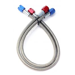 Pair (2) 4AN Braided Nitrous Feed Lines / Hoses 18 inch Teflon Core ...